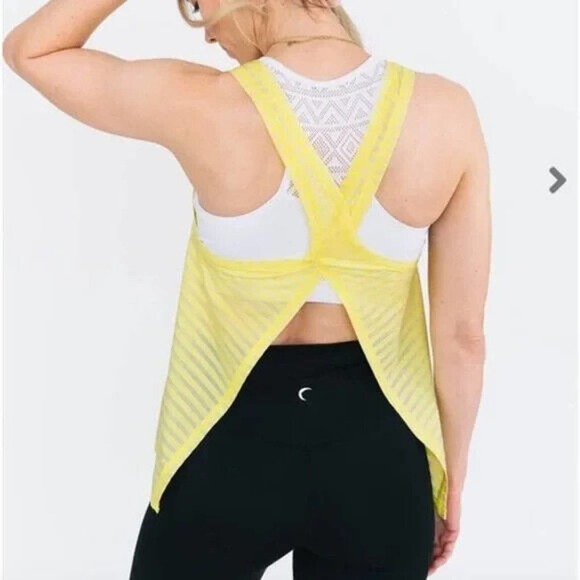 ZYIA | Tops | Zyia Active Lemon Yellow Nimbus Split Criss Cross Back ...
